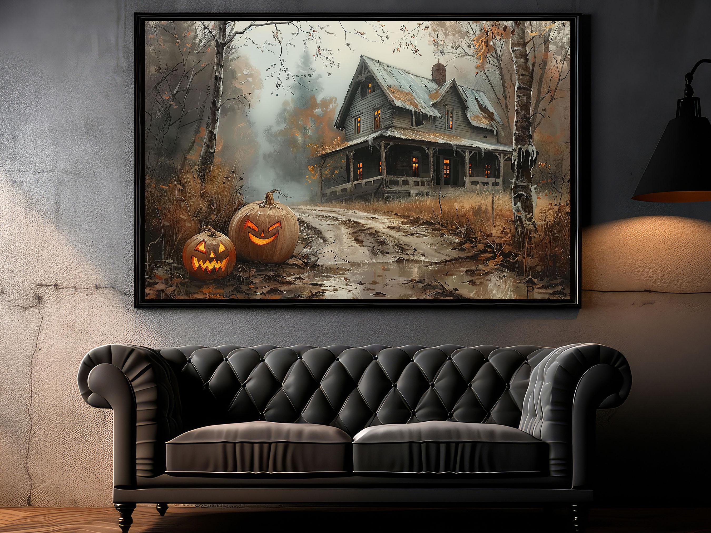 Spooky Haunted House Canvas Print: Halloween Wall Art - Etsy
