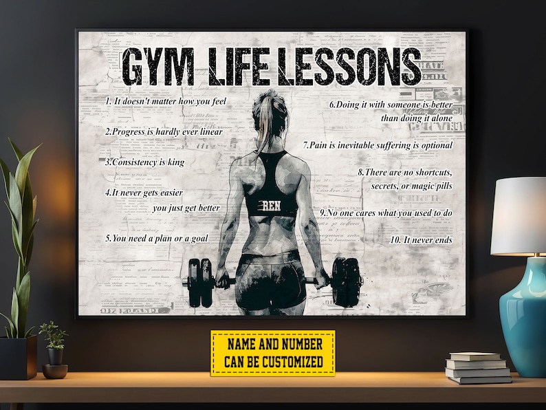 Gym Life Lessons Canvas Print: Personalized Fitness Poster - Etsy