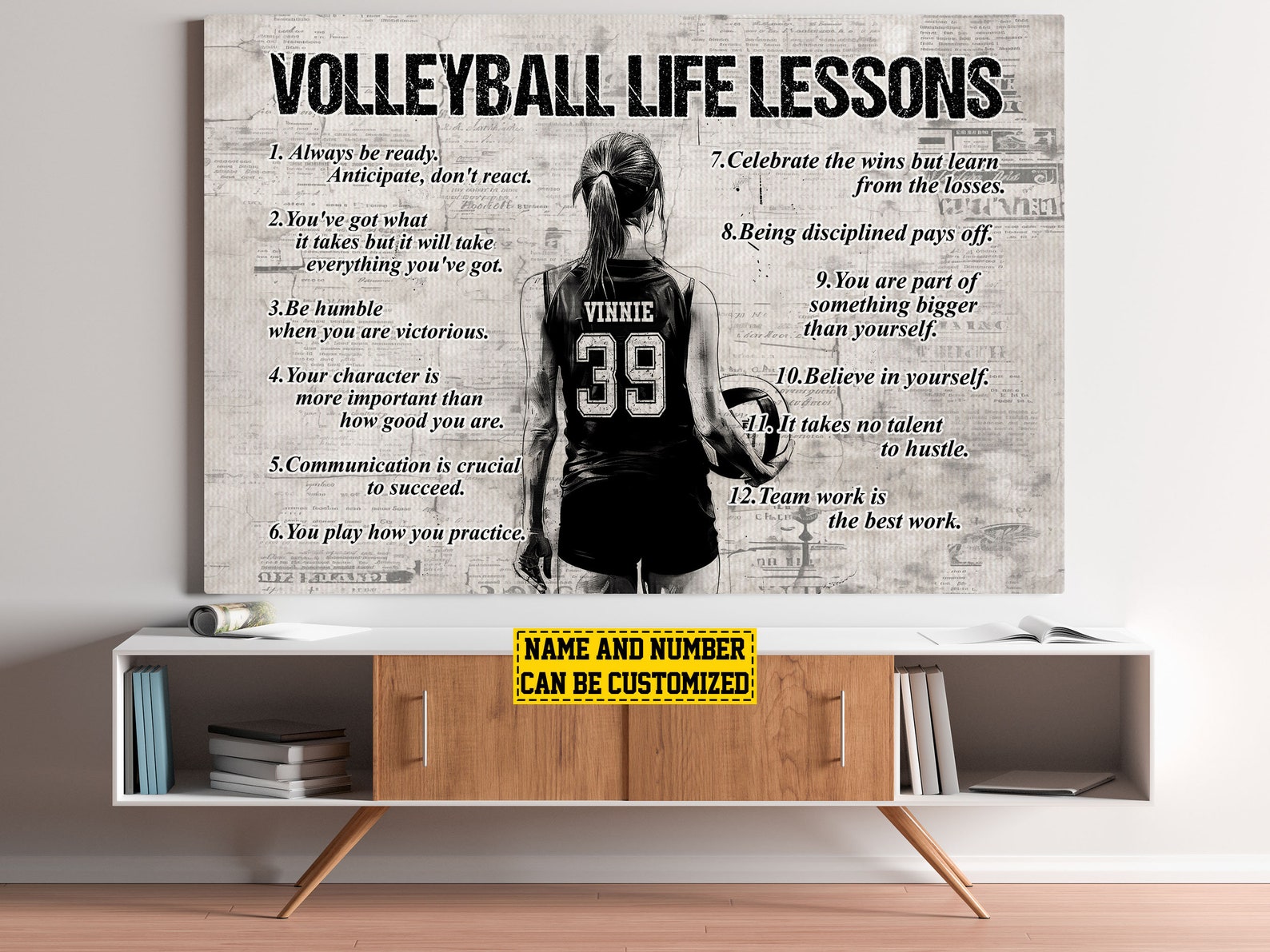 Volleyball Life Lessons Poster, Personalized Gift, Volleyball Decor - Etsy