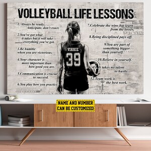 Volleyball Life Lessons Poster, Personalized Gift, Volleyball Decor - Etsy