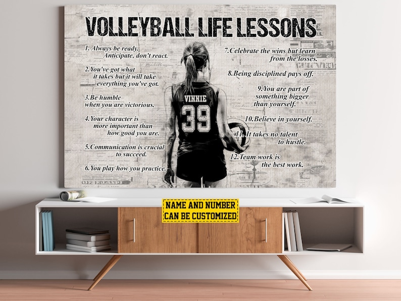 Volleyball Life Lessons Poster, Personalized Gift, Volleyball Decor - Etsy