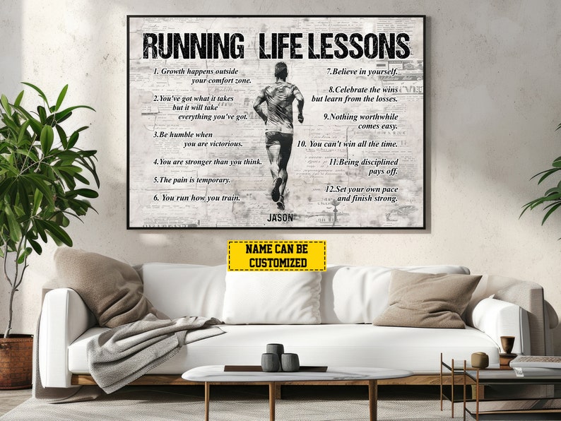 Personalized Running Life Lessons Canvas Print - Motivational Poster - Etsy