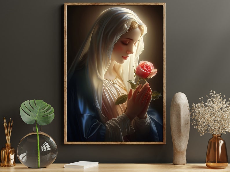 Mother Maria Praying Painting, Virgin Mary Print, Faith Canvas Print ...
