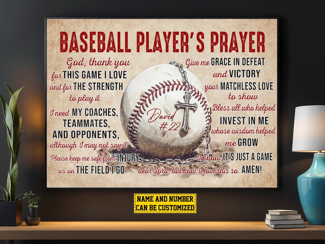 Personalized Baseball Player's Prayer Canvas Print, Softball Gift - Etsy