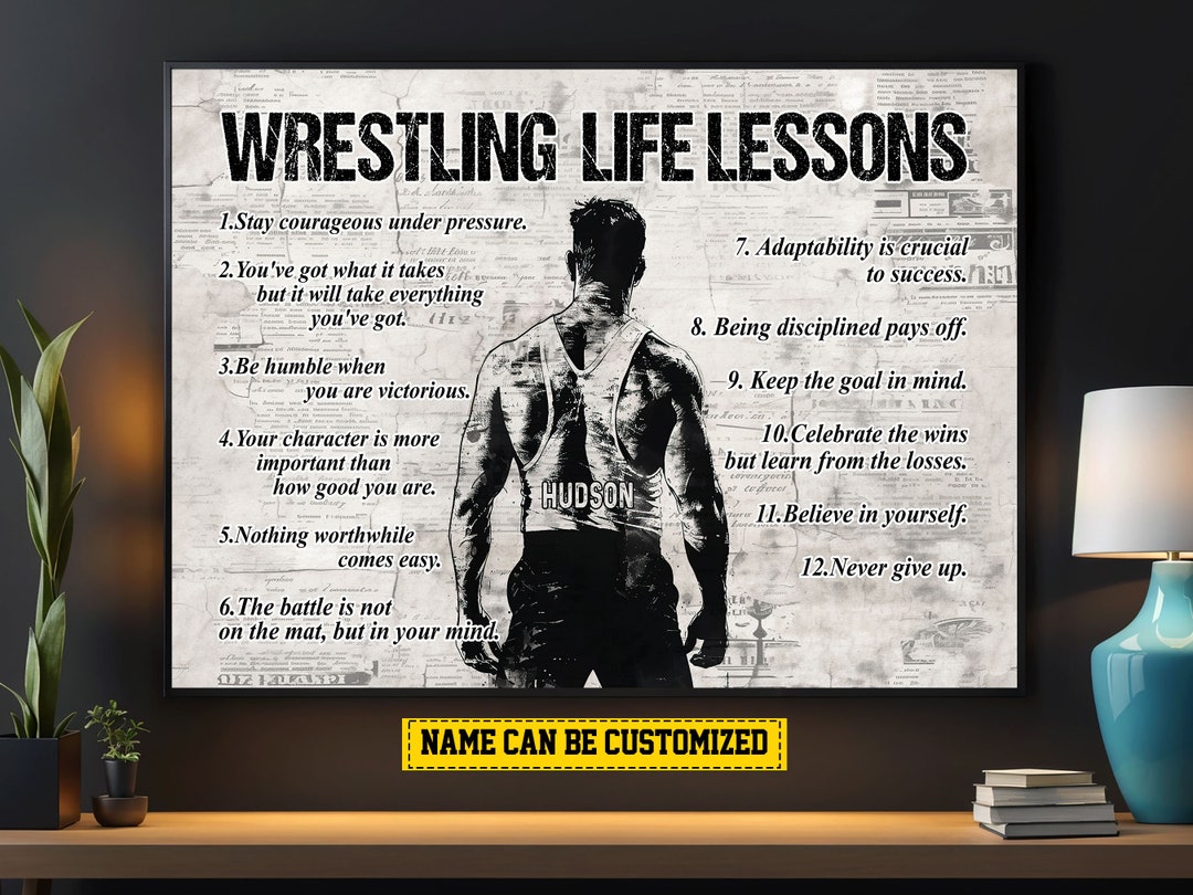 Wrestling Life Lessons Personalized Canvas Print, Motivational Poster ...