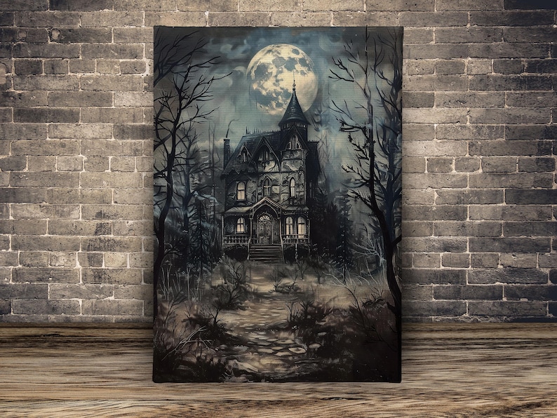 Spooky Haunted House Canvas Print: Halloween Wall Art - Etsy