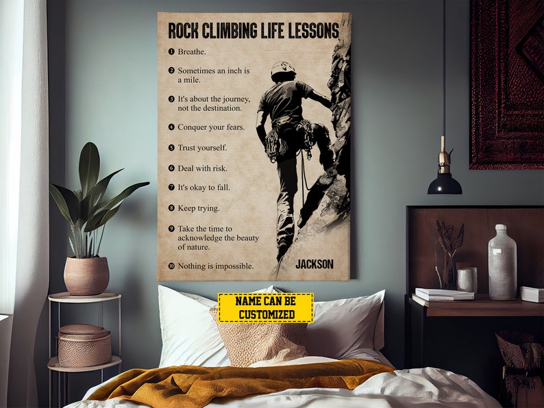Rock Climbing Life Lessons Personalized Canvas Print, Rock Climbing ...