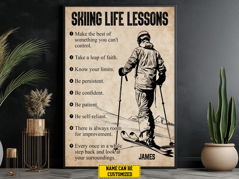 Skiing Life Lessons Poster: Personalized Ski Gift - Etsy