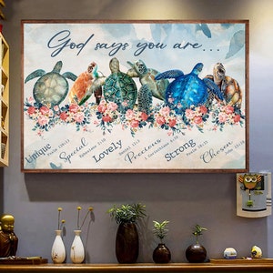 God Say You Are Vintage Turtle Canvas - Turtle Lover Poster, Animal ...