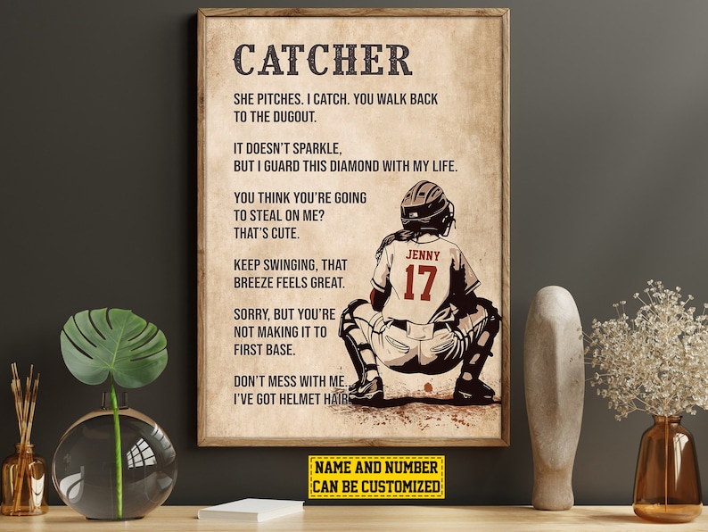 Softball Catcher Life Lessons Poster, Personalized Gift - Etsy