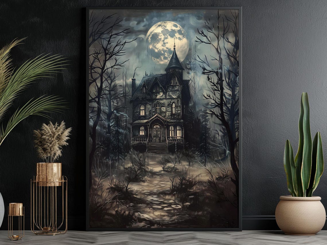 Spooky Haunted House Canvas Print: Halloween Wall Art - Etsy