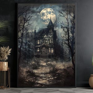 Spooky Haunted House Canvas Print: Halloween Wall Art - Etsy
