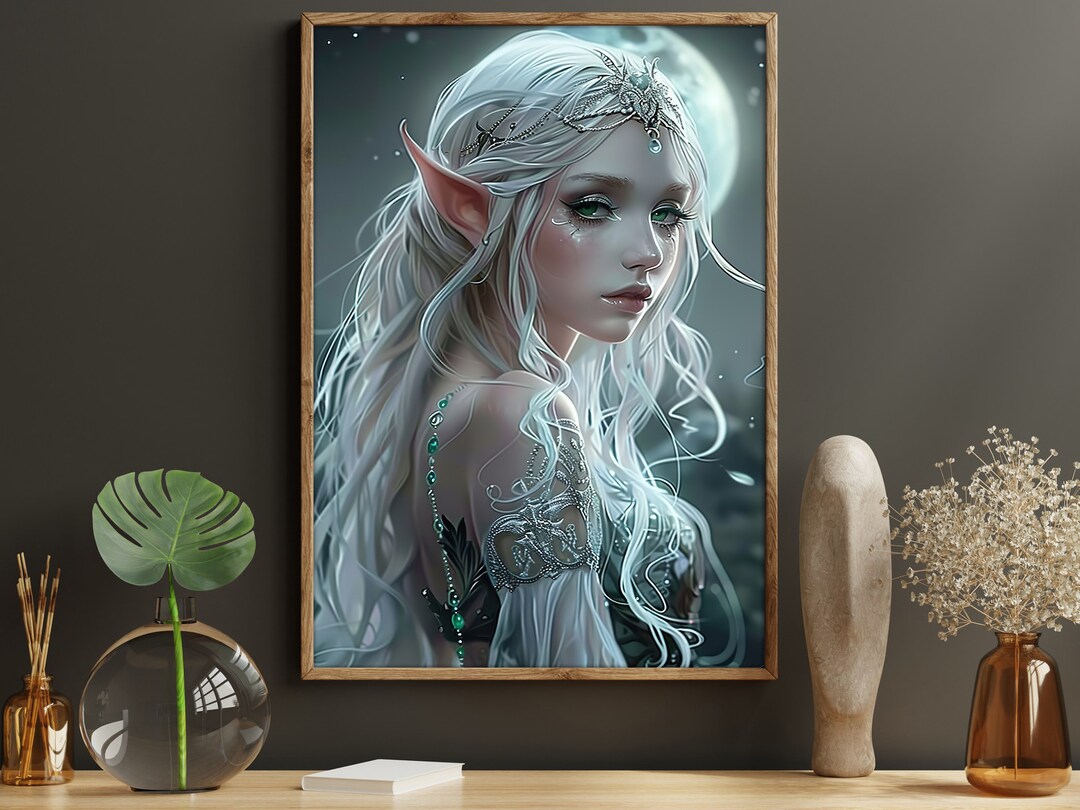Dark Surreal Elves Painting, Magical Elf Print, Mythical Elves Canvas ...