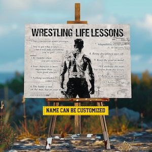 Wrestling Life Lessons Personalized Canvas Print, Motivational Poster ...