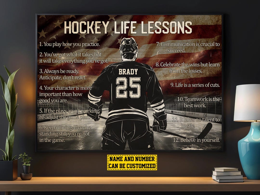 American Hockey Life Lessons Personalized Canvas Print, Hockey Poster ...