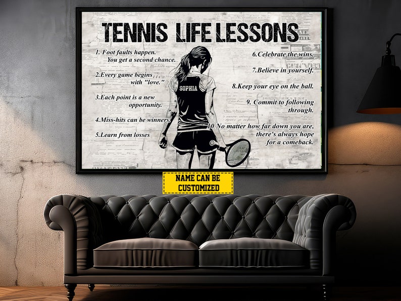 Personalized Tennis Life Lessons Poster: Gift for Tennis Player - Etsy