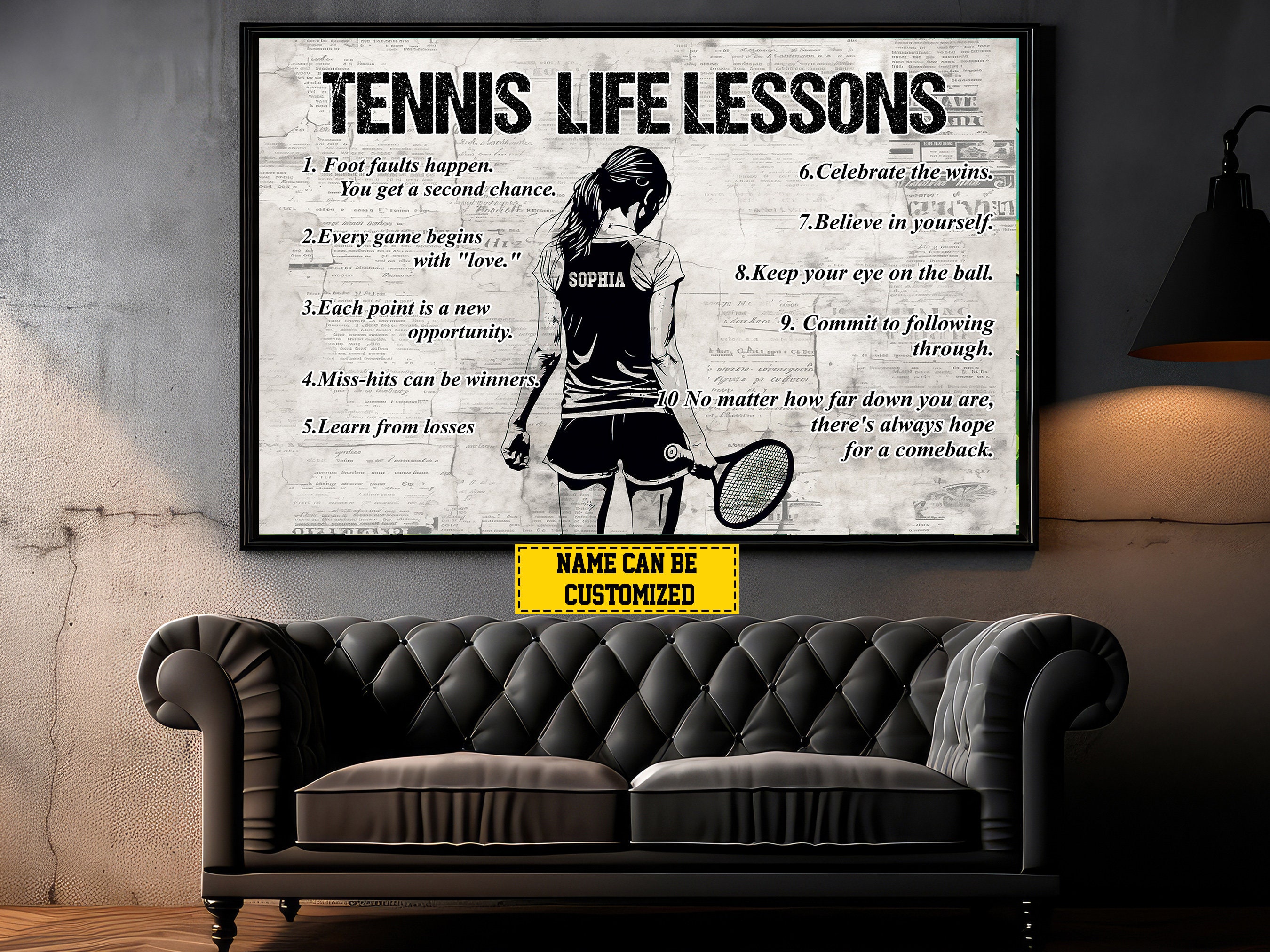 Personalized Tennis Life Lessons Poster: Gift for Tennis Player - Etsy