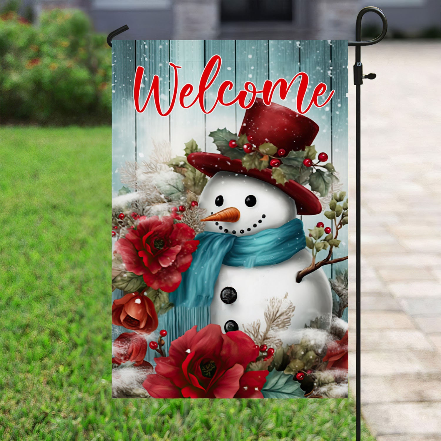 Welcome Snowman Garden Flag Snowman Garden Decor Christmas - Etsy