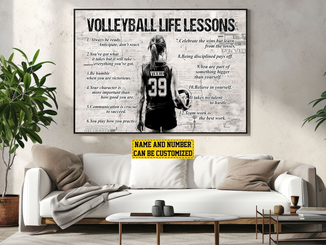 Volleyball Life Lessons Poster, Personalized Gift, Volleyball Decor - Etsy