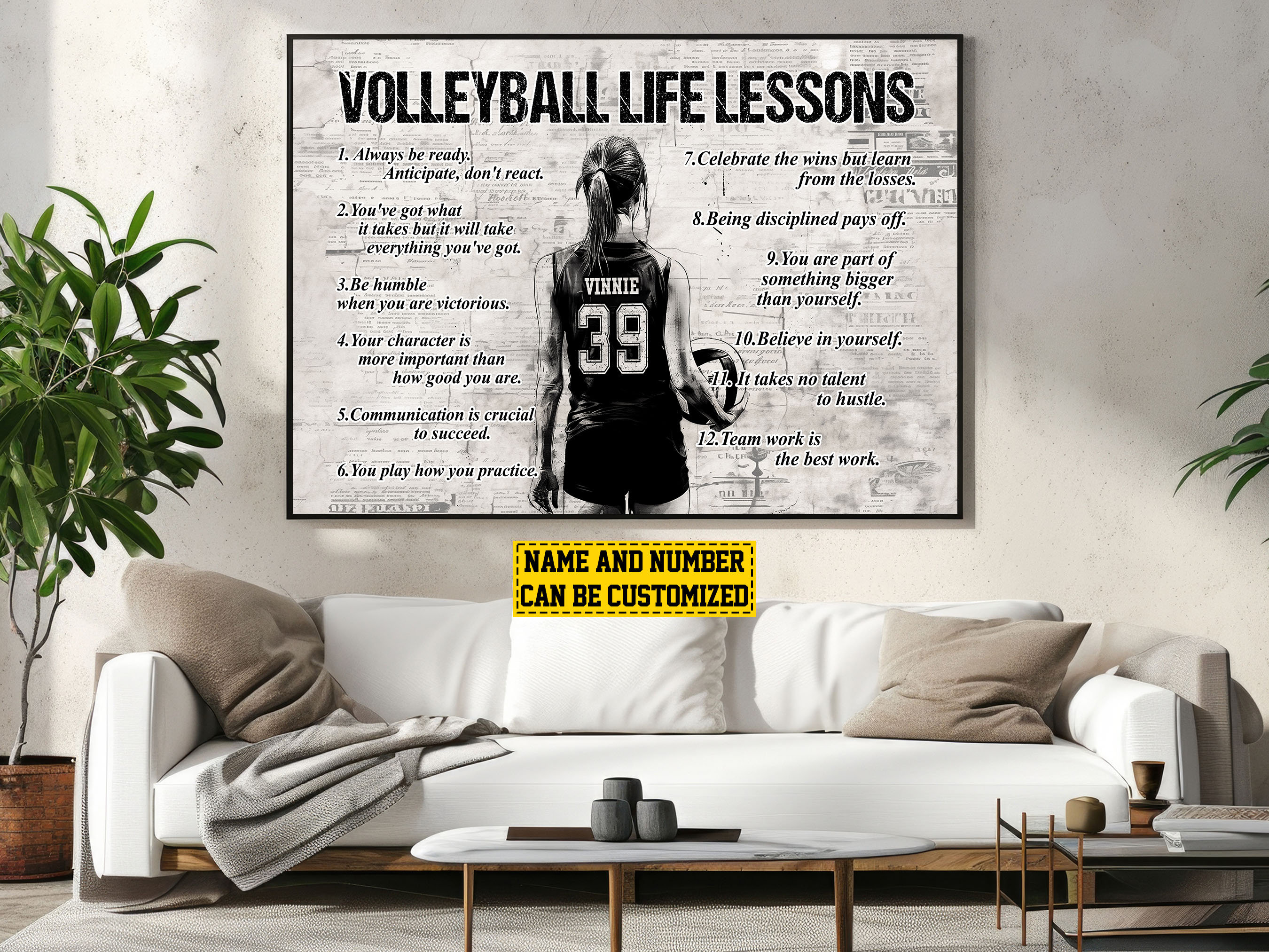 Volleyball Life Lessons Poster, Personalized Gift, Volleyball Decor - Etsy