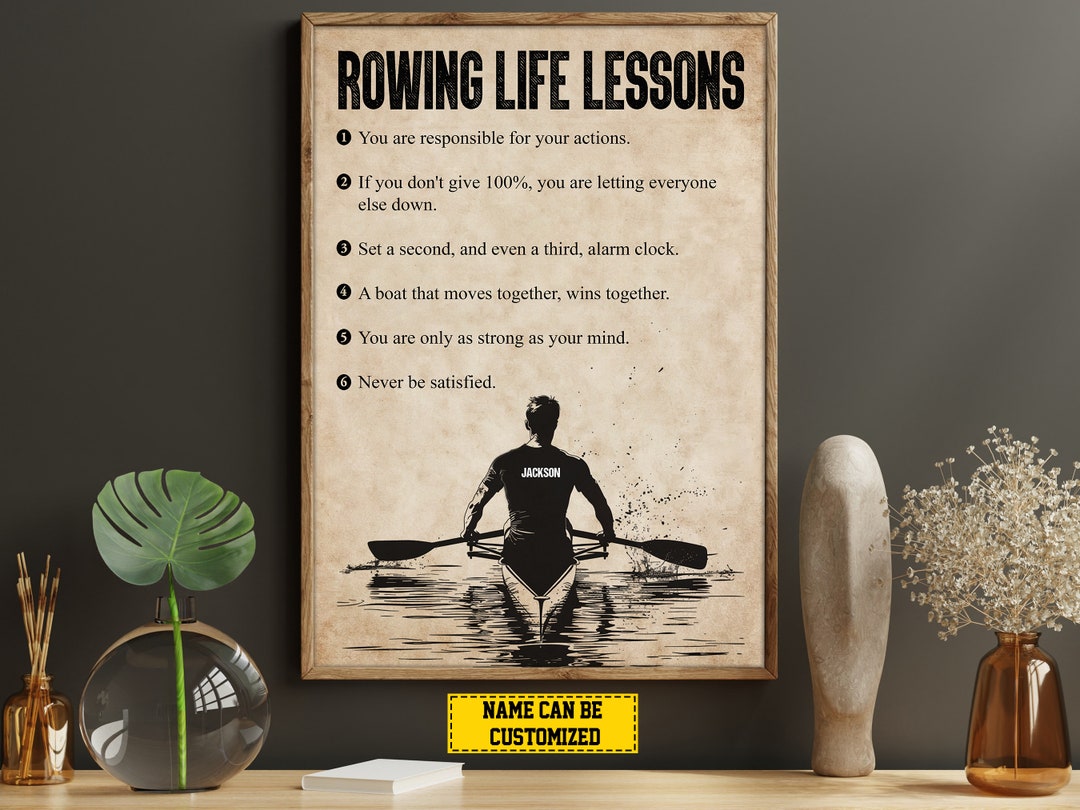 Rowing Life Lessons Personalized Canvas Print, Rowing Poster Print ...