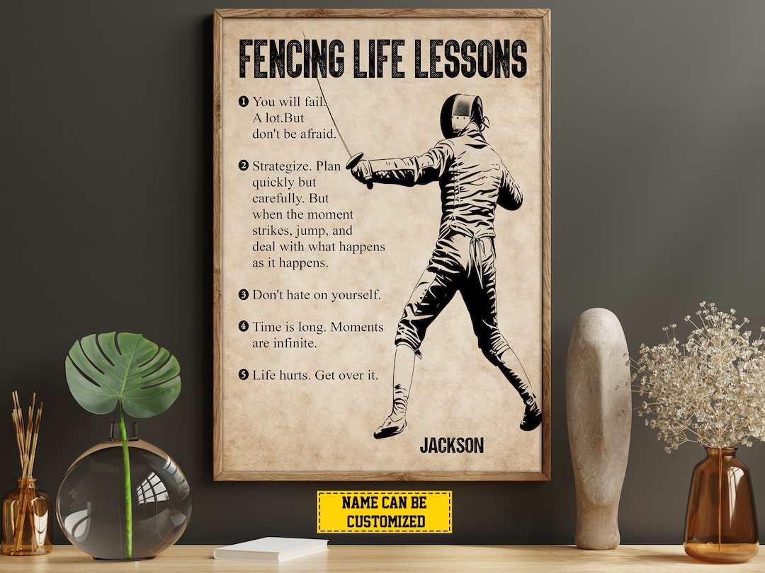 Personalized Fencing Life Lessons Poster Print - Etsy