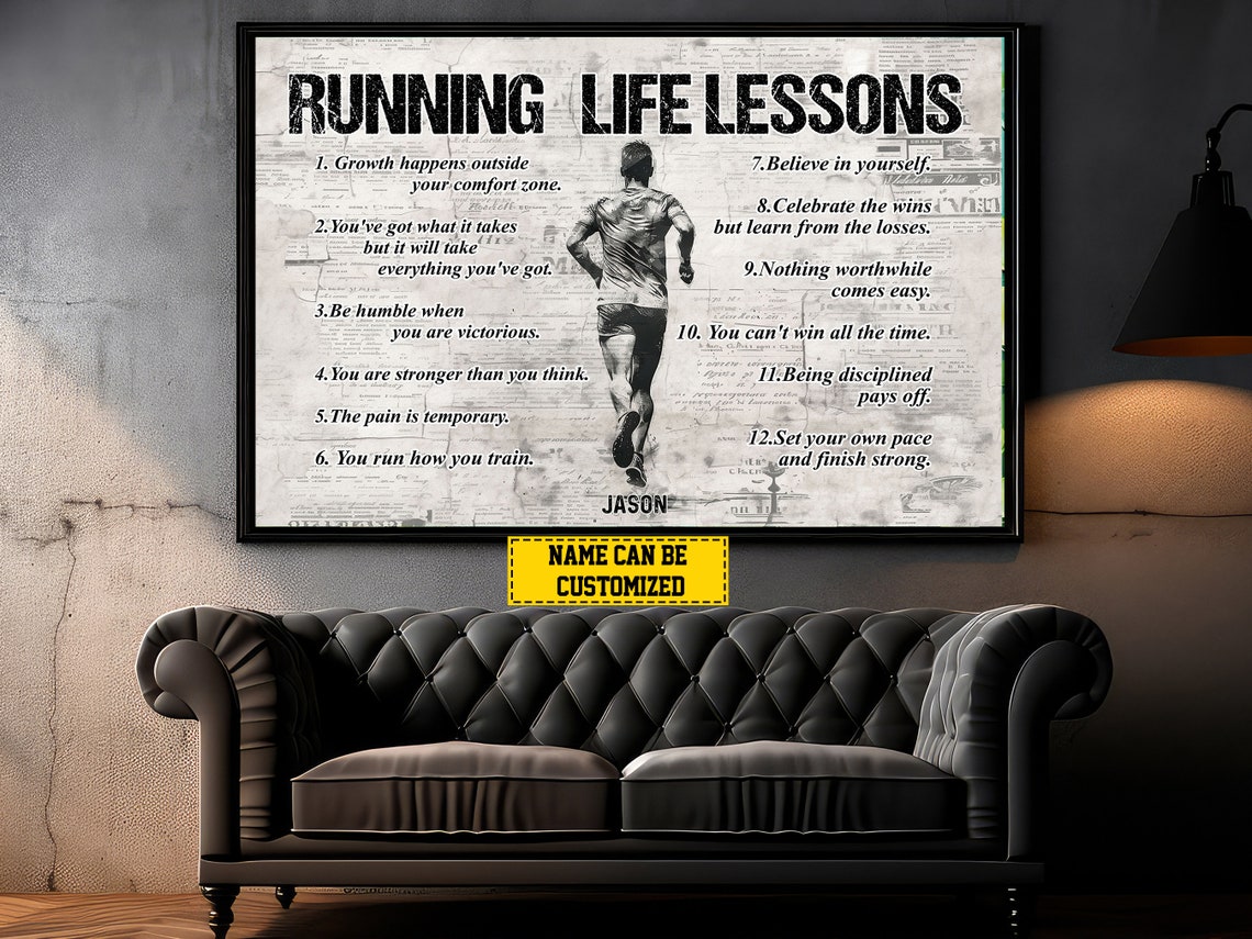 Personalized Running Life Lessons Canvas Print - Motivational Poster - Etsy