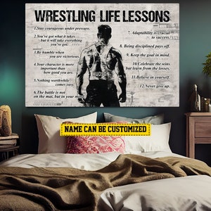 Wrestling Life Lessons Personalized Canvas Print, Motivational Poster ...