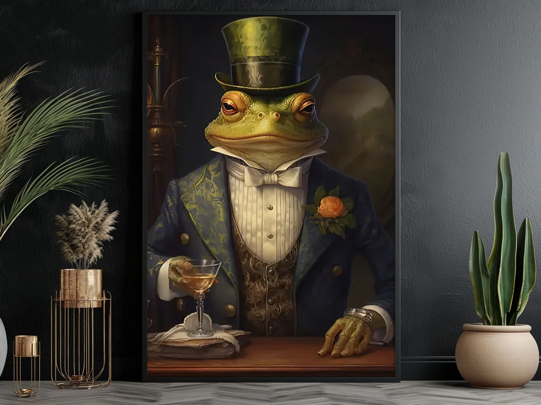 Vintage Renaissance Frog Painting, Retro Frog Print, Cottage Frog ...