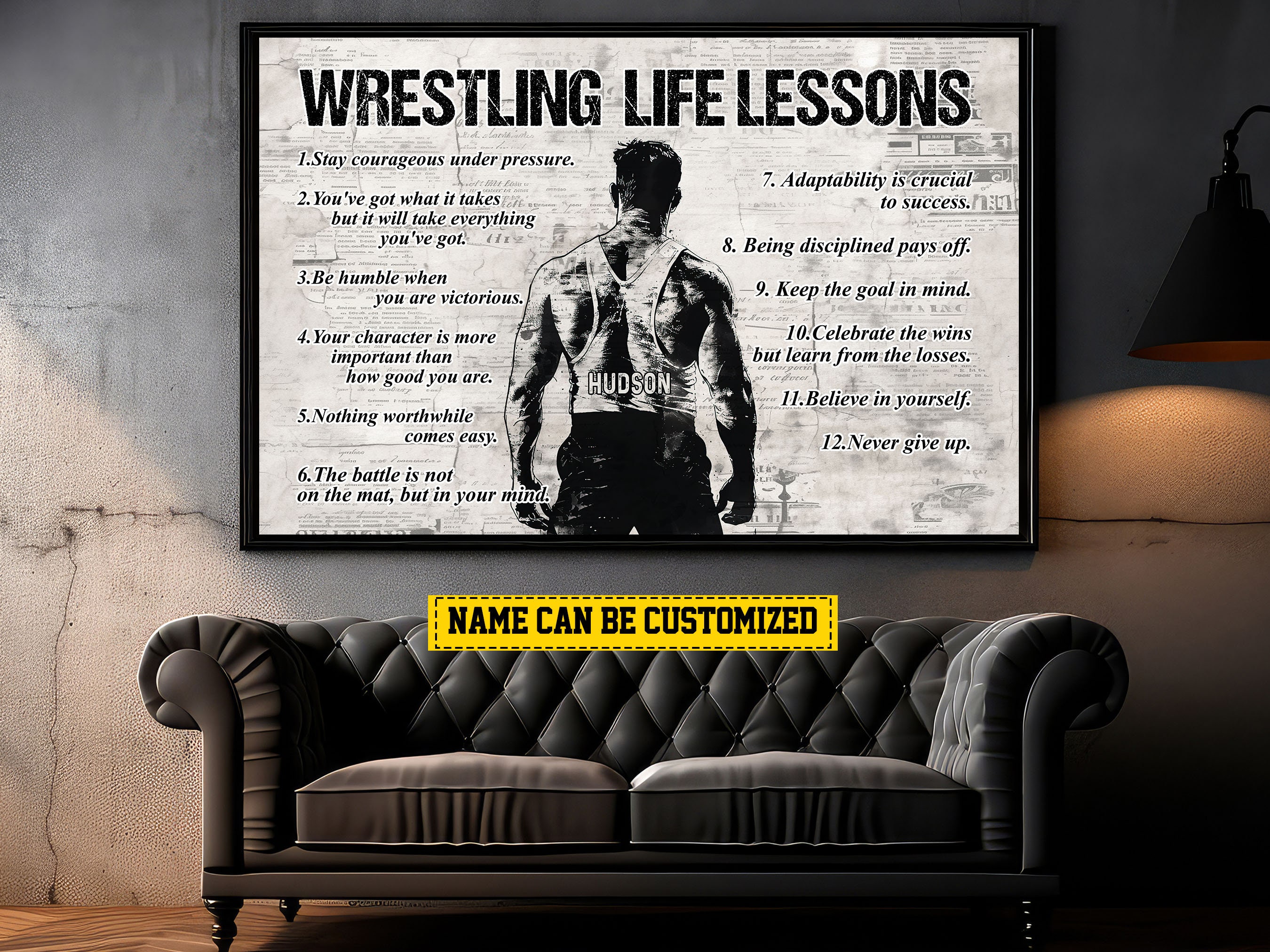 Wrestling Life Lessons Personalized Canvas Print, Motivational Poster ...