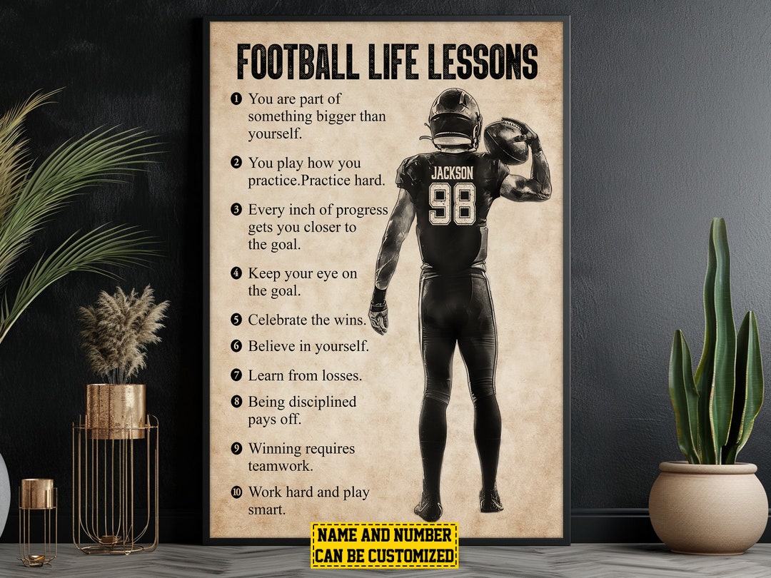 Personalized Football Life Lessons Canvas Print, Custom Football Gift ...