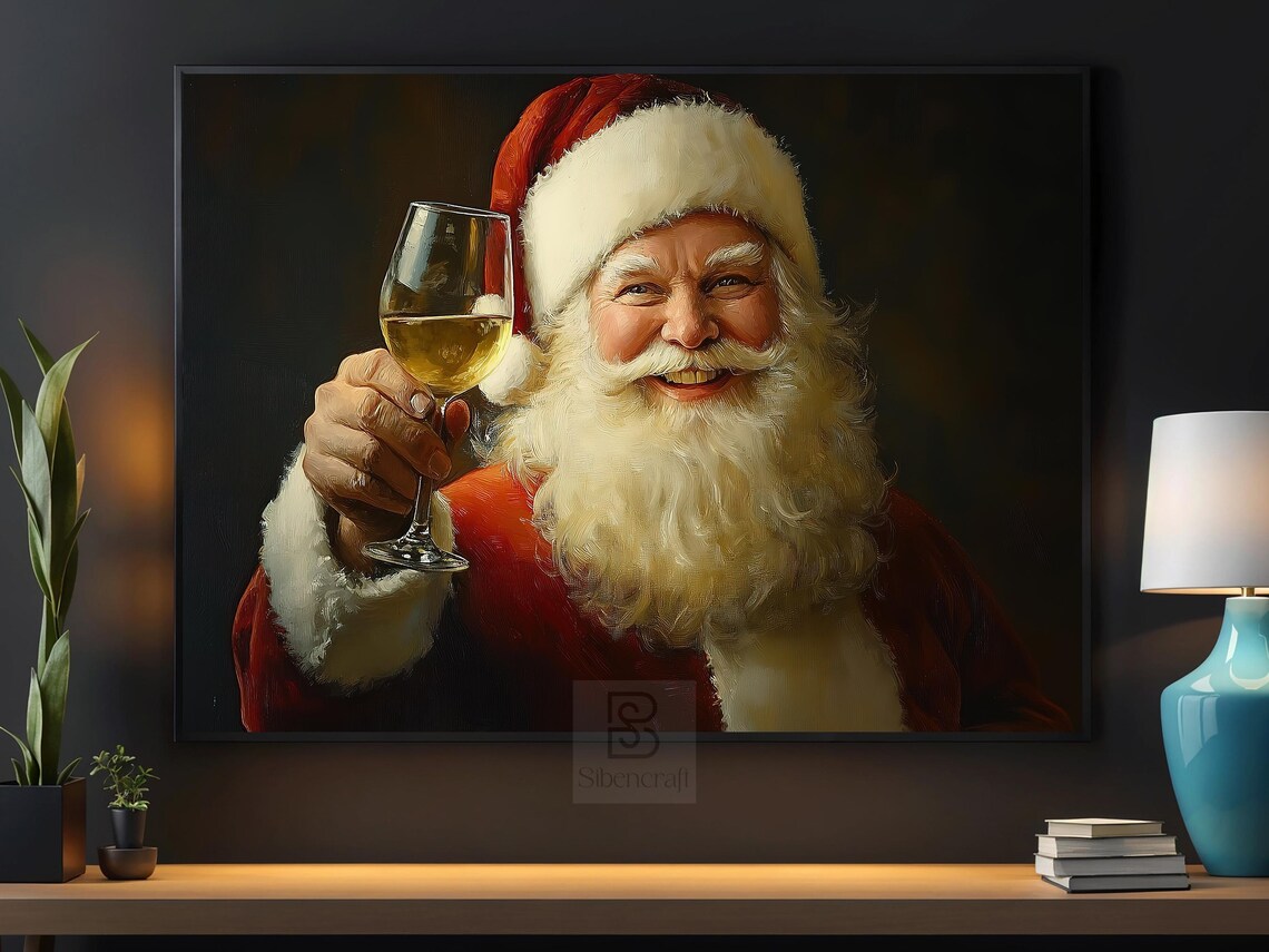 Vintage Santa Claus Canvas Print: Cheering Santa, Christmas Wall Art - Etsy