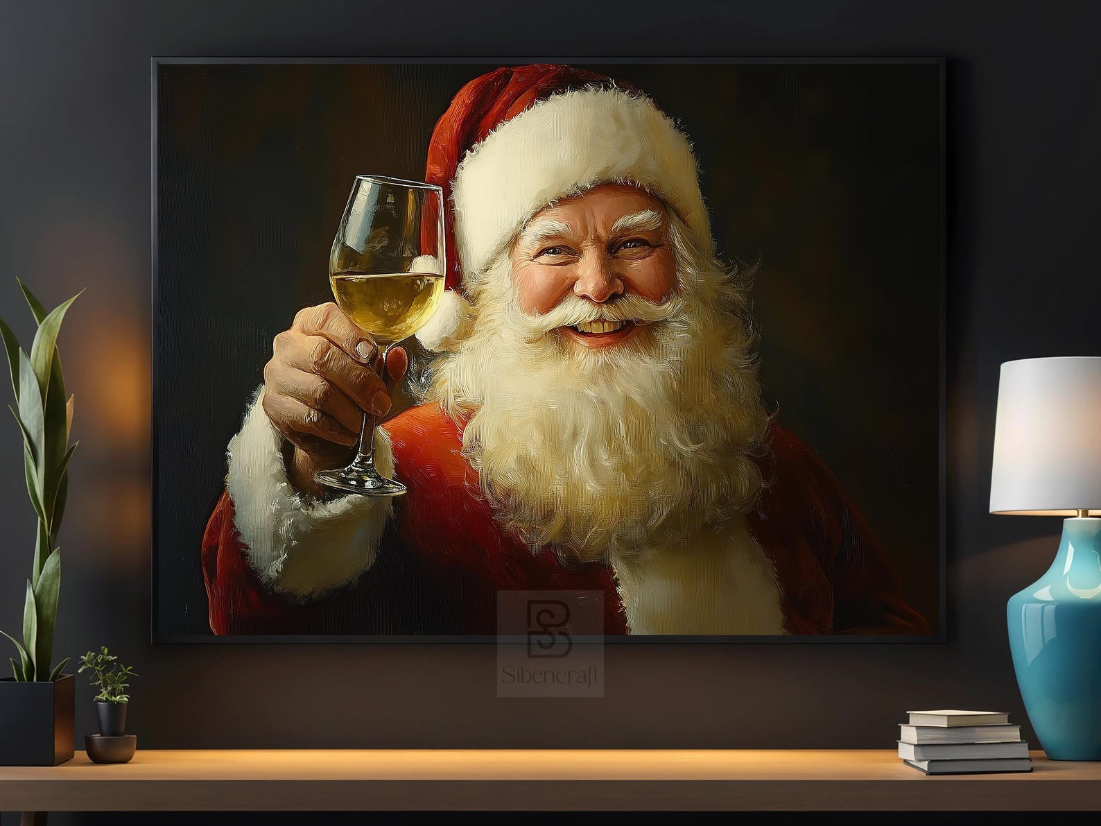 Vintage Santa Claus Canvas Print: Cheering Santa, Christmas Wall Art - Etsy