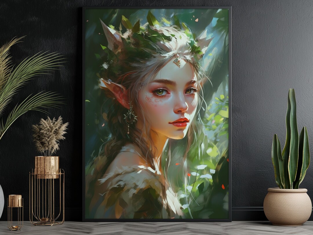 Dark Surreal Elves Painting, Magical Forest Elf Print, Mythical Elves ...