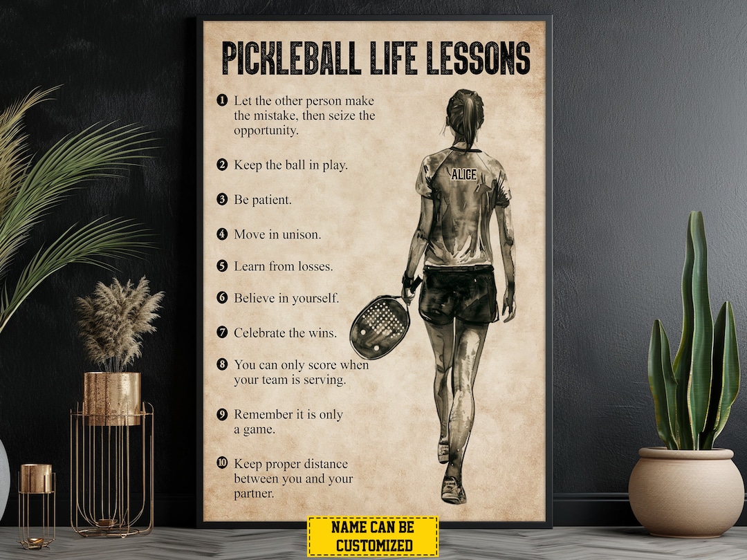 Pickleball Life Lessons Personalized Canvas Print, Pickleball Poster ...