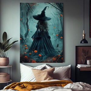 Dark Earth Witch in the Forest Painting, Witch Print, Witchy Canvas ...