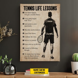 Tennis Life Lessons Personalized Canvas Print, Tennis Gift - Etsy
