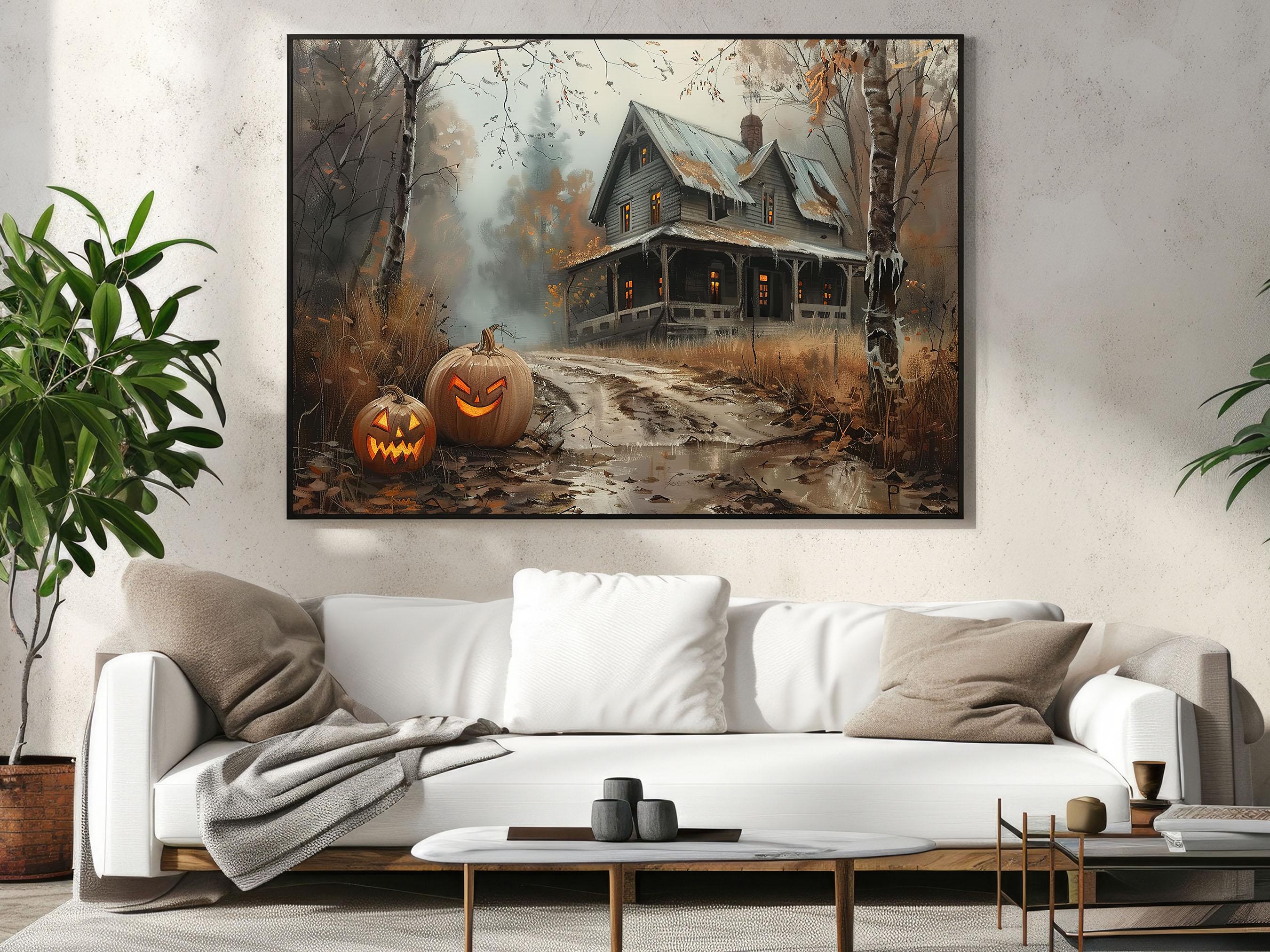 Spooky Haunted House Canvas Print: Halloween Wall Art - Etsy