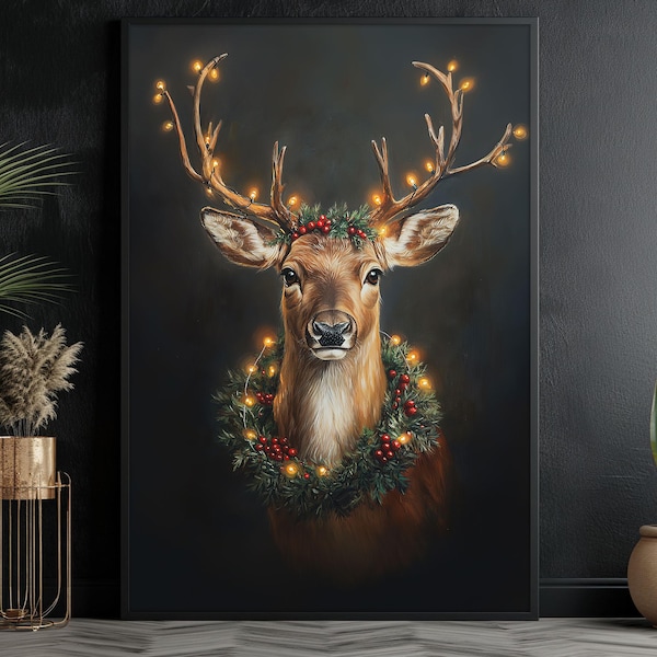 Reindeer Painting - Etsy