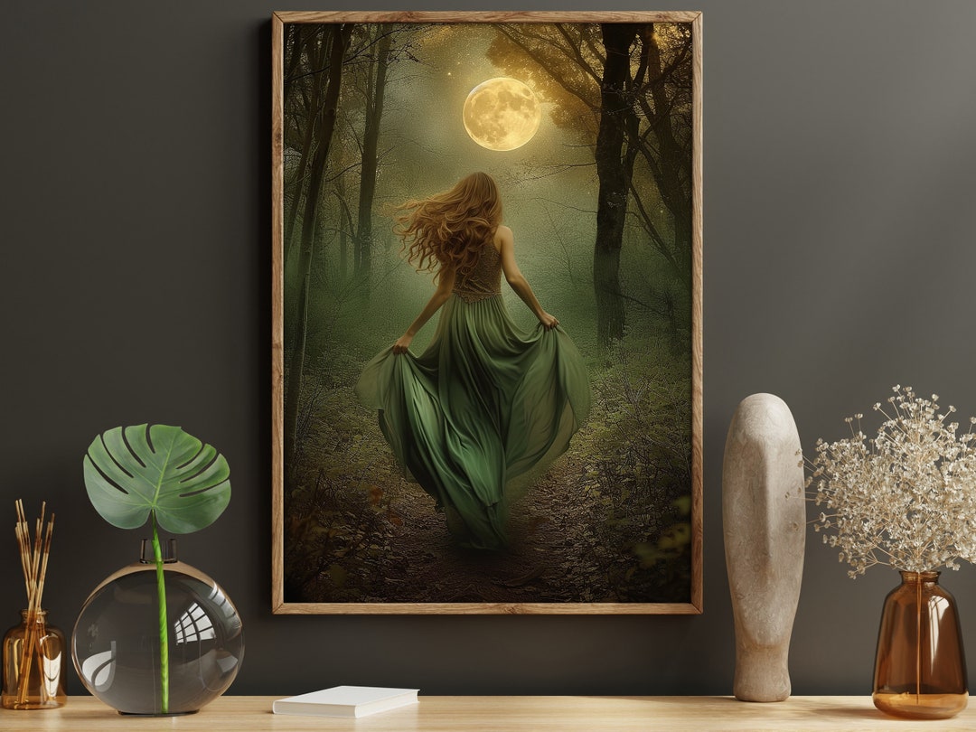 Gothic Woman and Moon Canvas Print: Dark Fantasy Wall Art - Etsy