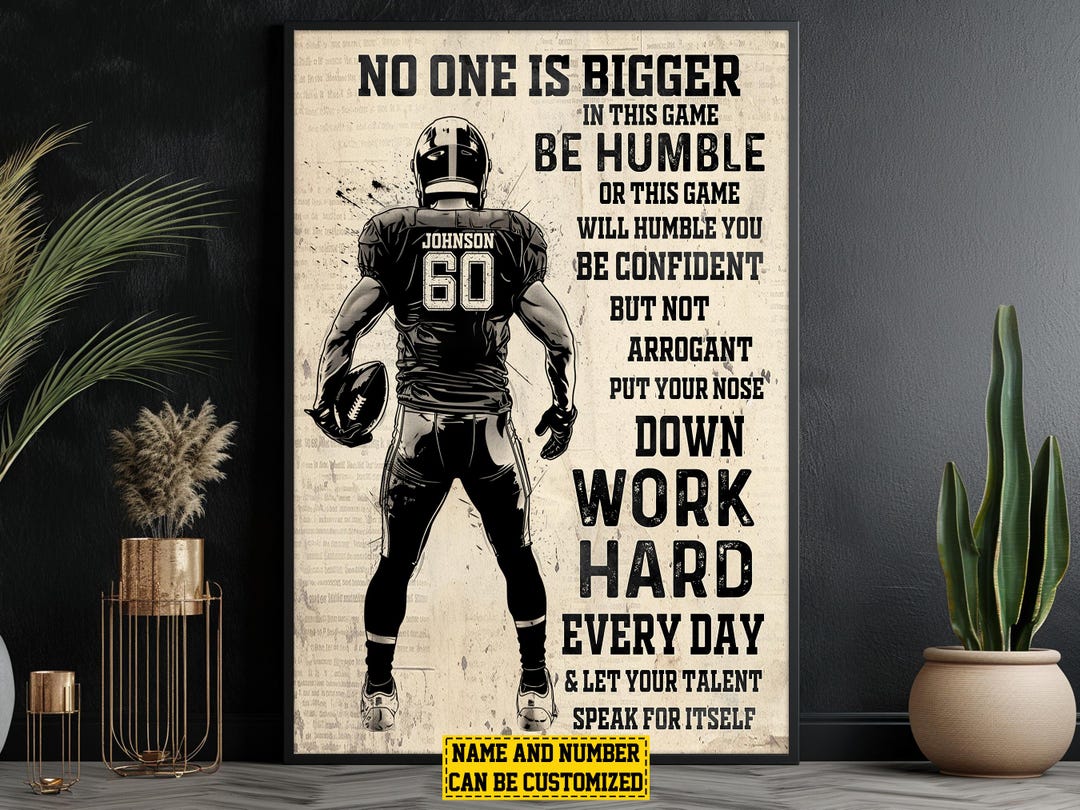 Personalized Football Player Canvas Print: Motivational Sports Poster ...