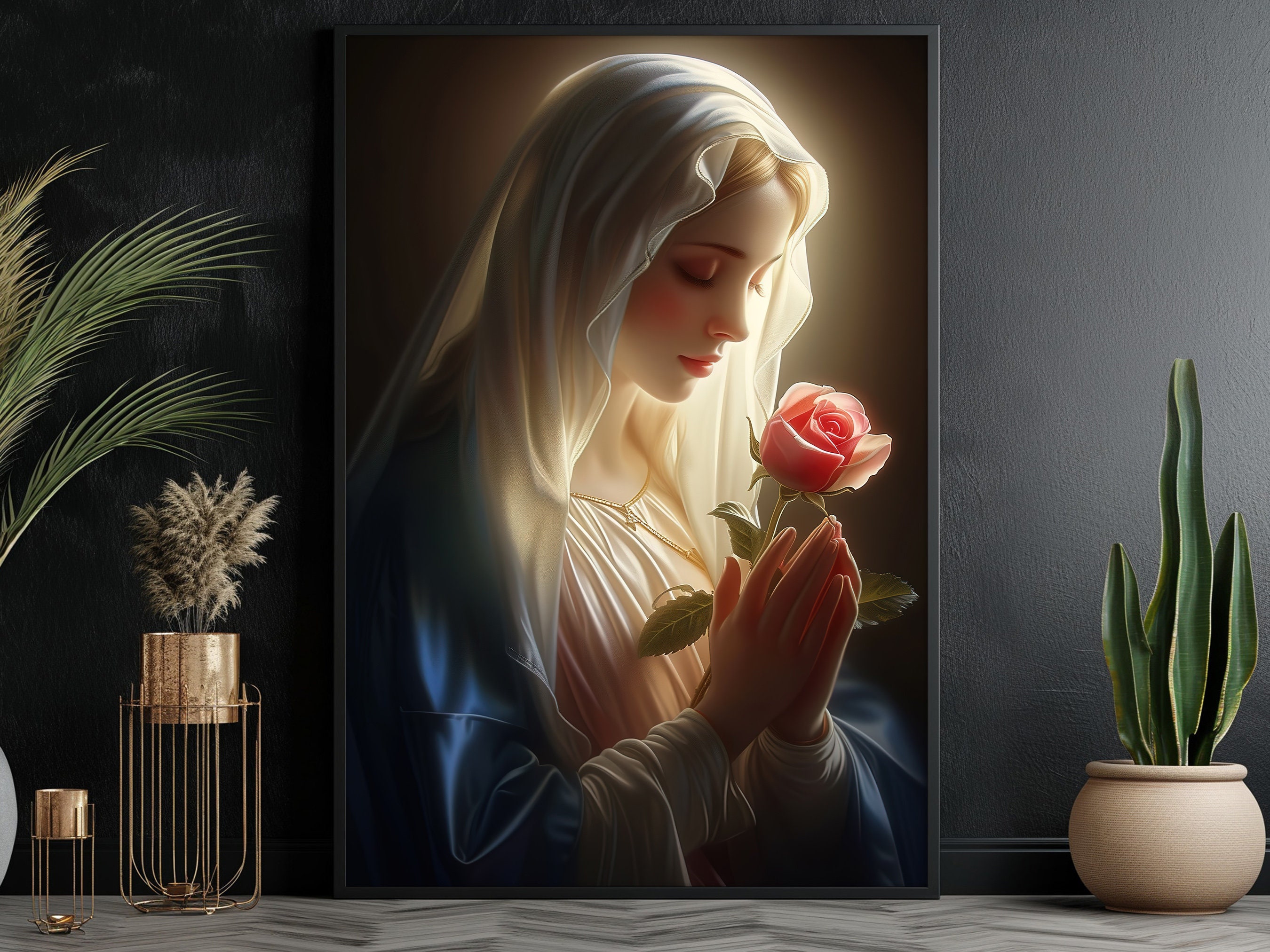 Mother Maria Praying Painting, Virgin Mary Print, Faith Canvas Print ...