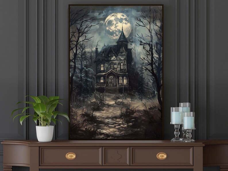 Spooky Haunted House Canvas Print: Halloween Wall Art - Etsy