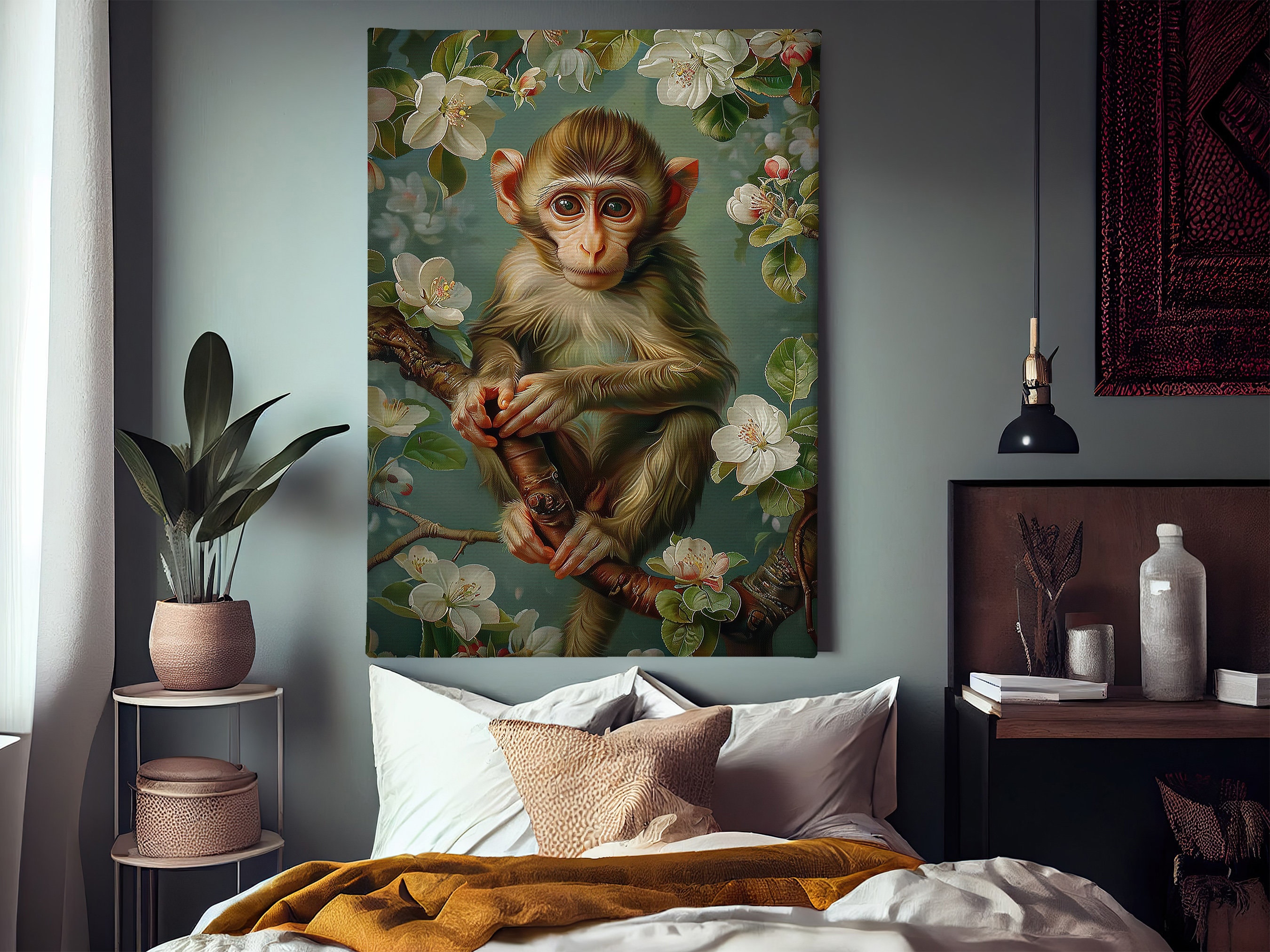 Vintage Monkey Canvas Print: Retro Animal Wall Art - Etsy