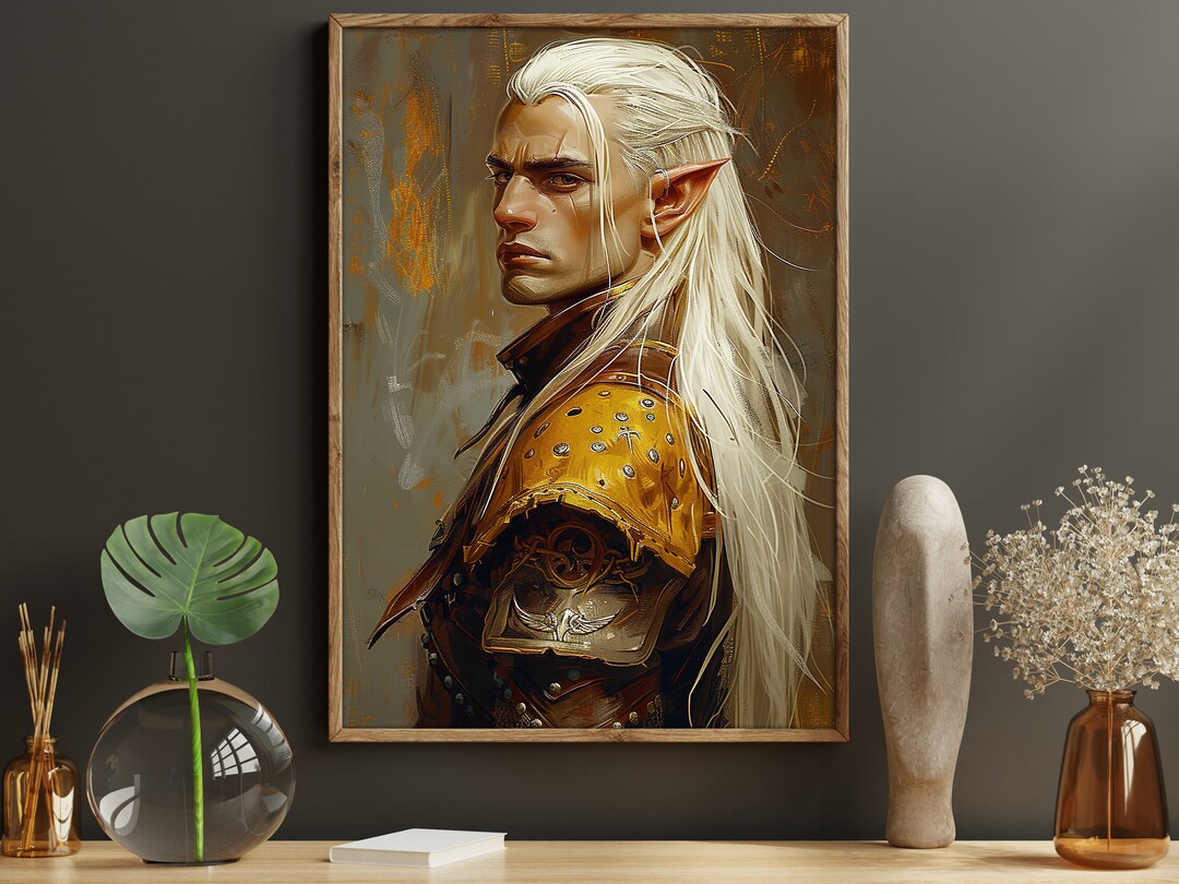 Dark Surreal Male Elves Oil Painting, Magical Elf Print, Mythical Elves ...