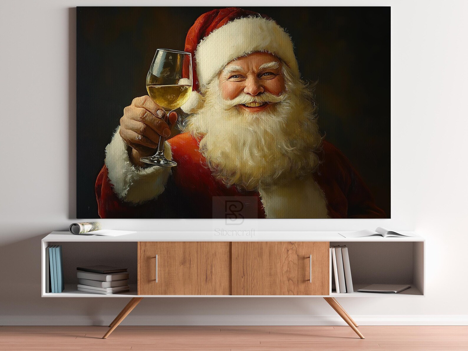 Vintage Santa Claus Canvas Print: Cheering Santa, Christmas Wall Art - Etsy
