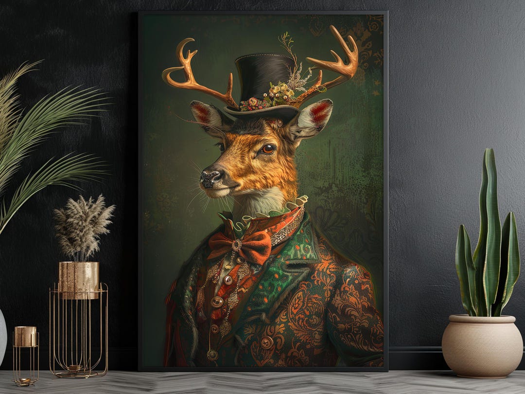 Gothic Stag in Suit Art Print: Vintage Gentleman Deer Canvas - Etsy