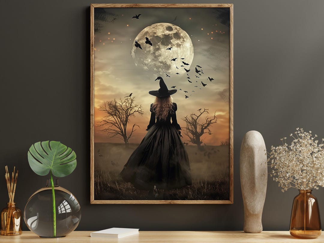 Countryside Witch in the Field Canvas Print, Halloween Wall Art ...