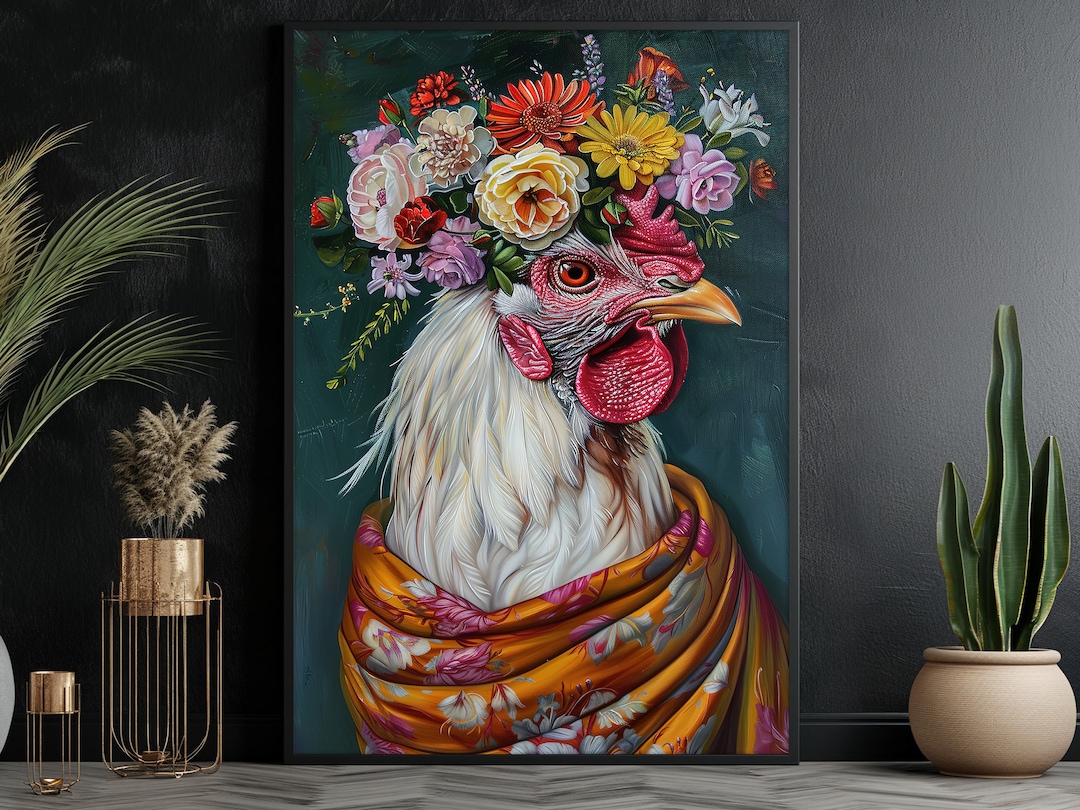 Matisse Floral Mama Hen Canvas Print, Farm Poster Print, Animal Wall ...