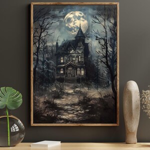 Spooky Haunted House Canvas Print: Halloween Wall Art - Etsy